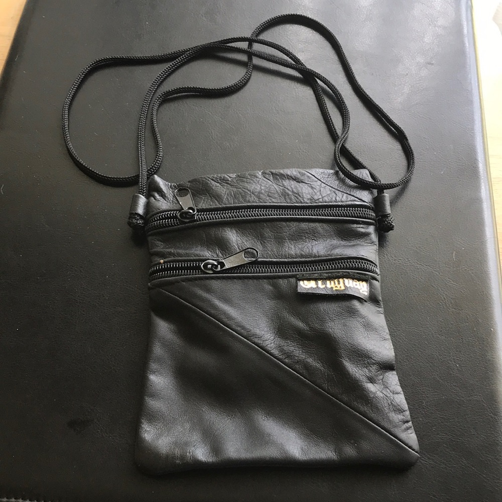 Small Leather Neck Money Passport Bag - Gem